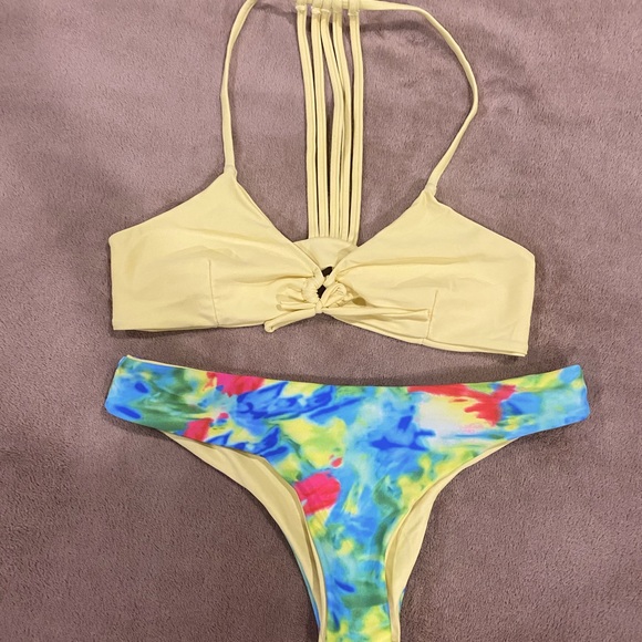 Swim | Yellow Tie Dye Reversible Cheeky Bikini | Poshmark